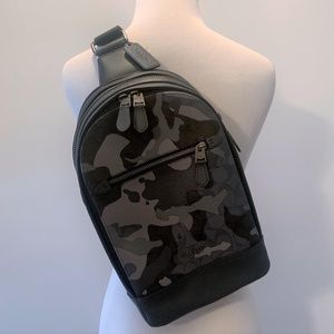 Coach | Bags | Coach Men Graham Camo Sling Pack Blue Black Nwt | Poshmark